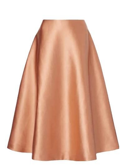 Carolina Herrera Satin Midi Skirt - Nude