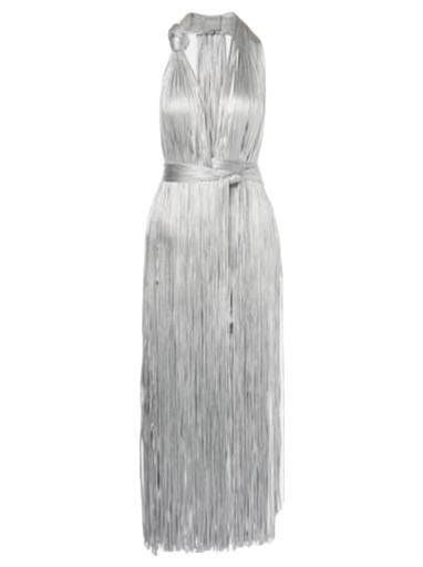 AREA Fringed Metallic-effect Jersey Gown - Gray