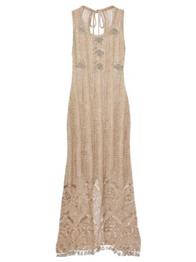 Rabanne Crochet Embellished Midi Dress - Nude