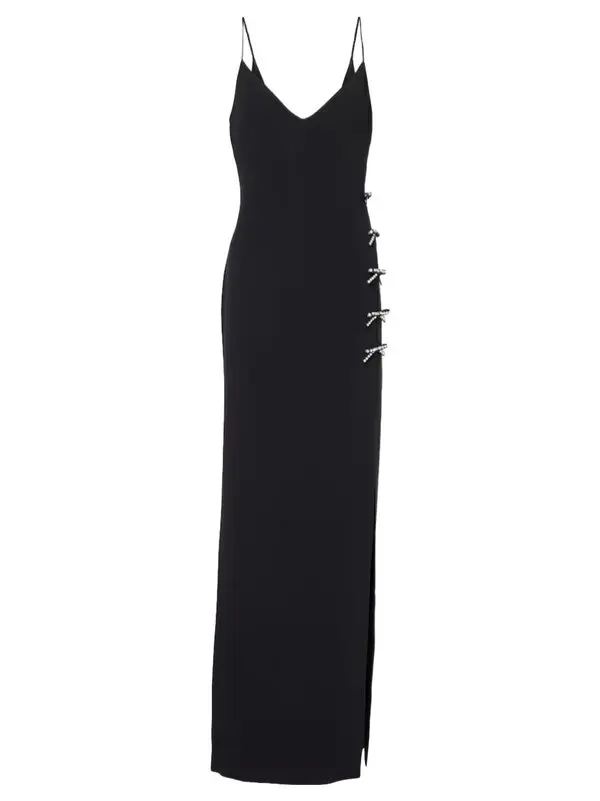 Elie Saab Embellished Bow Detail Cady Gown - Black