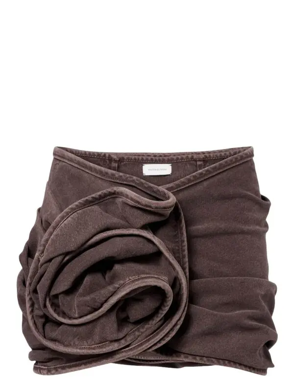 Magda Butrym Floral Appliqué Denim Miniskirt - Brown