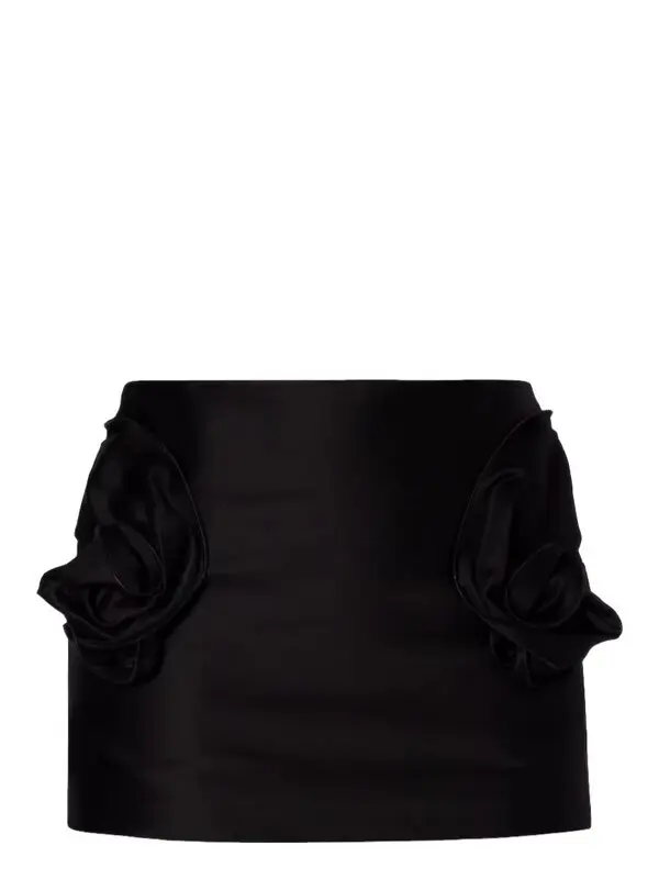 Magda Butrym Floral Appliqué Midi Skirt - Black