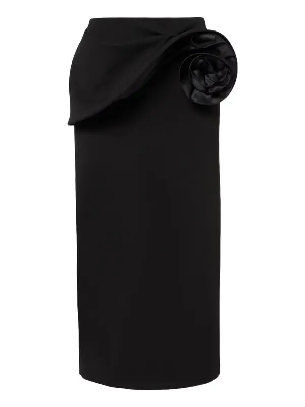 Magda Butrym Floral Appliqué Midi Skirt - Black