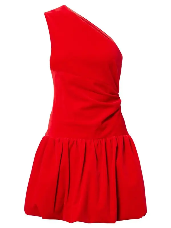 PATOU One-shoulder Mini Dress With Ruched Detailing - Red