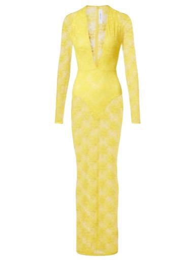 Alex Perry Sheer Lace Gown - Yellow