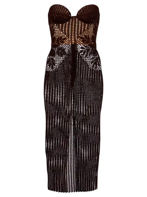 Magda Butrym Crochet Cotton Bustier Dress - Black