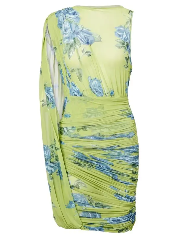 Magda Butrym Draped Floral Semi-sheer Mini Dress - Green