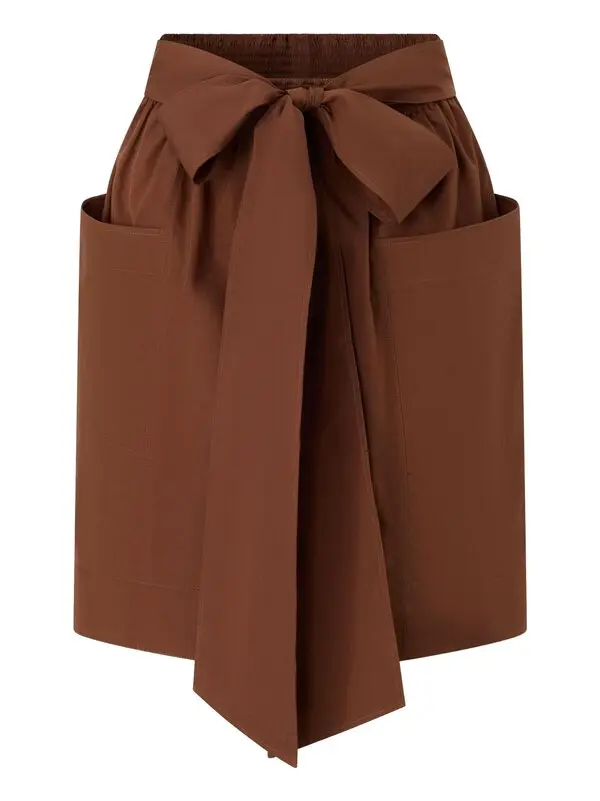 Chloé Midi Skirt With Tie Detail - Brown