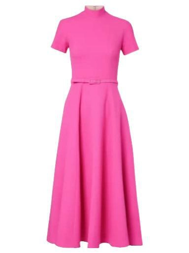 EMILIA WICKSTEAD Midi Dress With High Neck And Belted A-line Silhouette - Pink