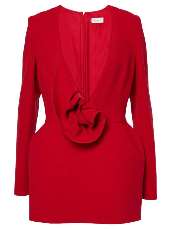 Magda Butrym Floral Appliqué Wool-blend Mini Dress - Red