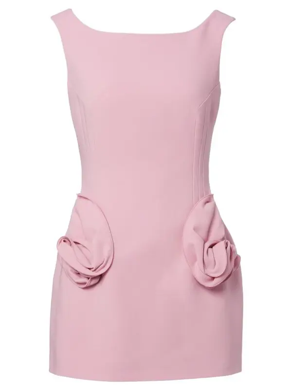 Magda Butrym Floral-appliqué Wool-blend Minidress - Pink
