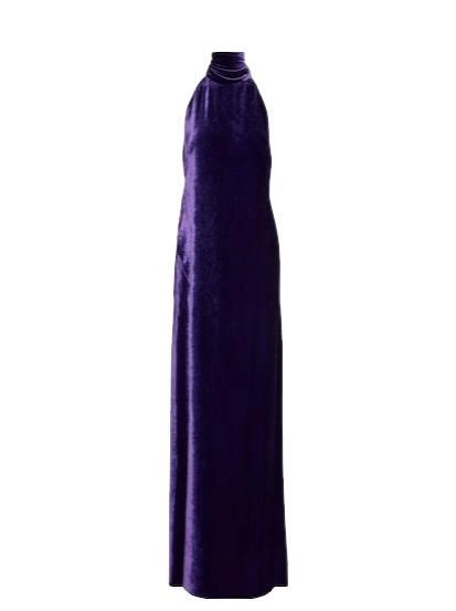 Ralph Lauren Tatum Halterneck Velvet Gown - Black