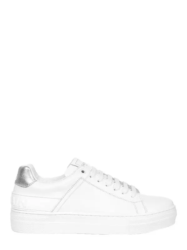 Balmain Round Toe Lace Up Sneakers - White
