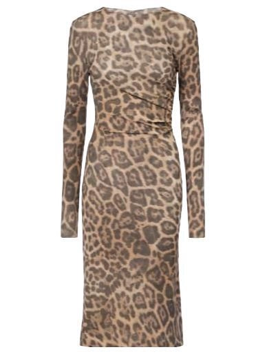Stella McCartney Leopard Print Midi Dress - Brown