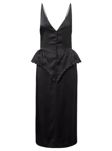 Stella McCartney Open-back Peplum Satin Midi Dress - Black