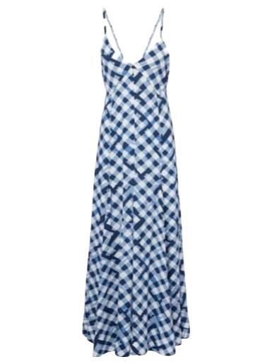 Proenza Schouler Checked Crepe De Chine Maxi Dress - Blue