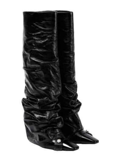 Attico Knee-high Leather Boots - Black