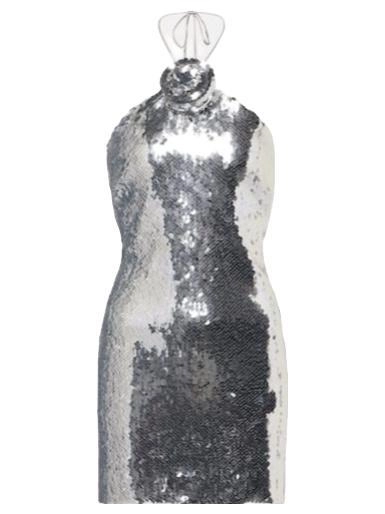 Magda Butrym Sequined Floral-appliqué Mini Dress - Gray