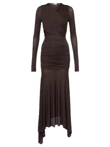 Attico Sheer Embroidered Tulle Midi Dress - Black