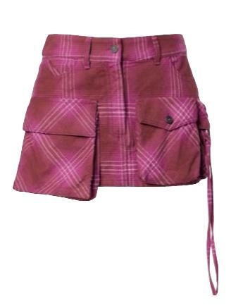 Attico Fay Plaid Cotton And Wool-blend Mini Skirt - Red