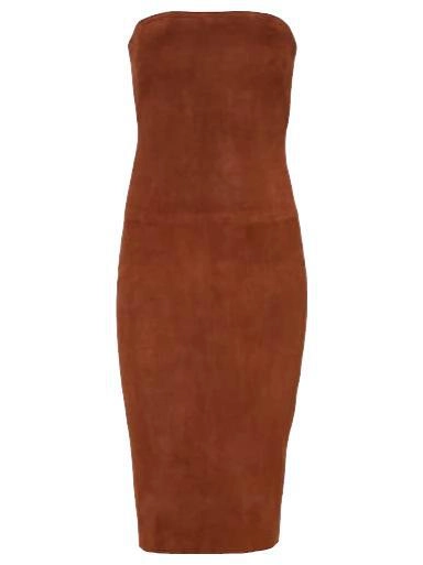 Stouls Monica Strapless Suede Midi Dress - Red