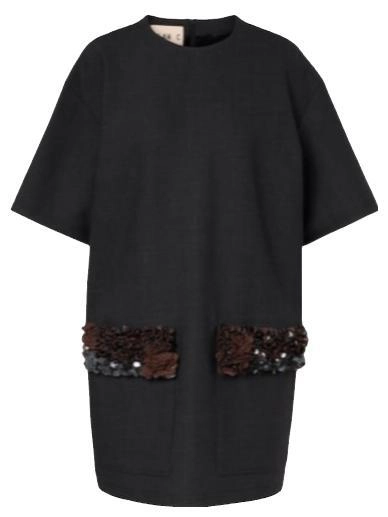 Plan C Sequined Wool-blend Mini Dress - Black