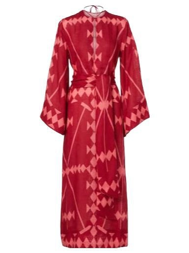 Johanna Ortiz Geometric Print Linen Maxi Dress - Red