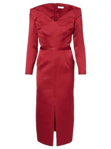 SAFIYAA LONDON Asuman Off-the-shoulder Midi Dress - Red