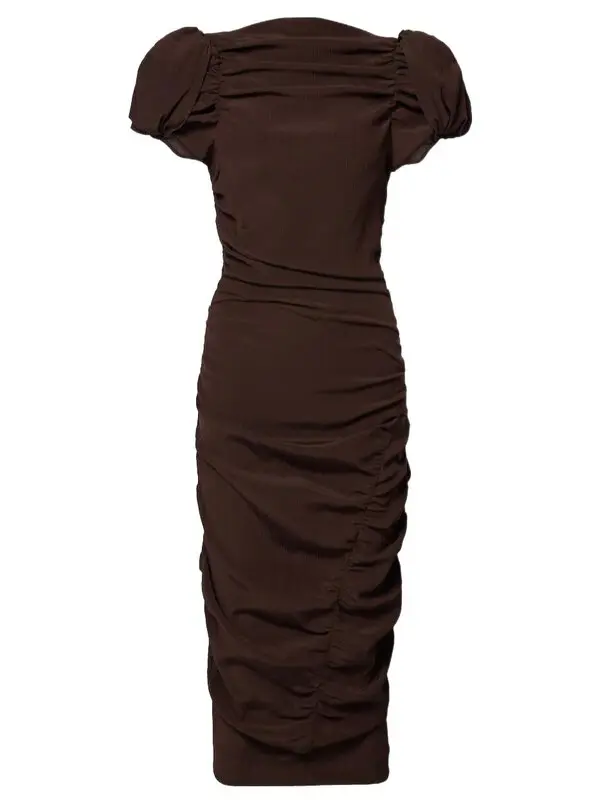 Magda Butrym Short Sleeve Gathered Dress - Black