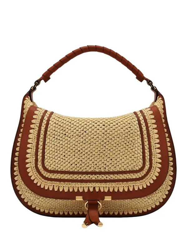 Chloé Marcie Raffia Shoulder Bag - Brown