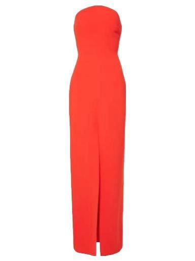 David Koma Strapless Gown With Slit Detail - Orange