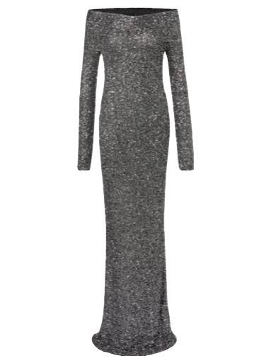 Stella McCartney Sequined Off-shoulder Gown - Gray