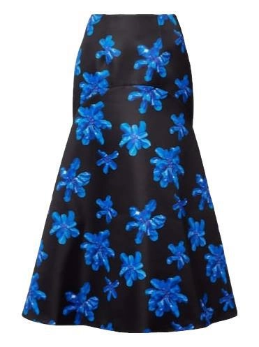 EMILIA WICKSTEAD Floral Midi Skirt - Black