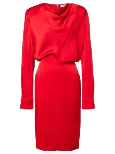 Stella McCartney Satin Cowl Neck Midi Dress - Red