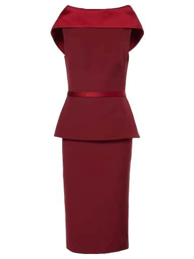 SAFIYAA LONDON Draped Peplum Heavy Crêpe Midi Dress - Red