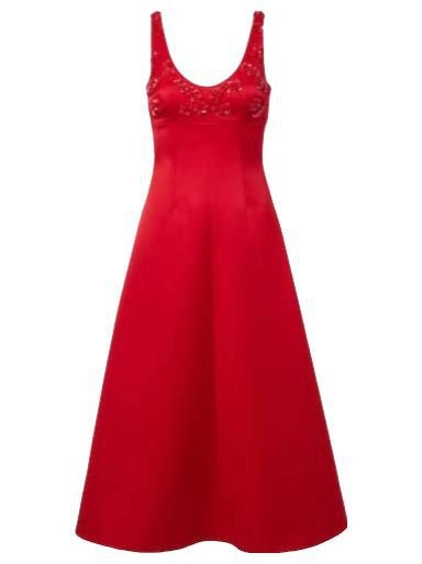 EMILIA WICKSTEAD Abella Embellished Satin Midi Dress - Red