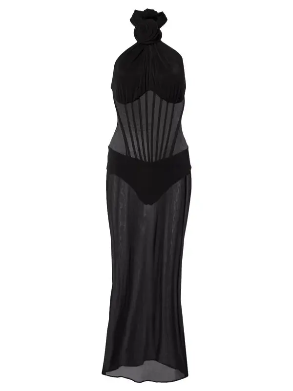 Magda Butrym Sheer Halterneck Corset Dress - Black