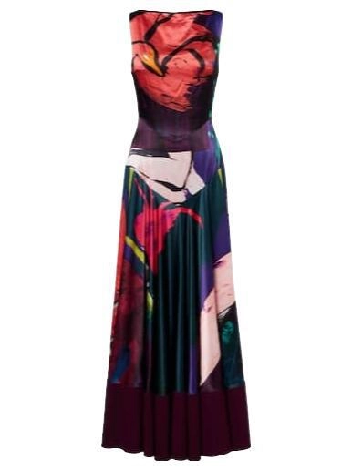 ROKSANDA Munir Printed Silk Satin Gown - Black