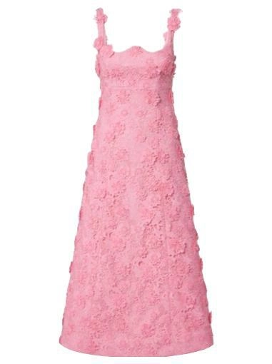 LEO Odette Floral Lace Midi Dress - Pink