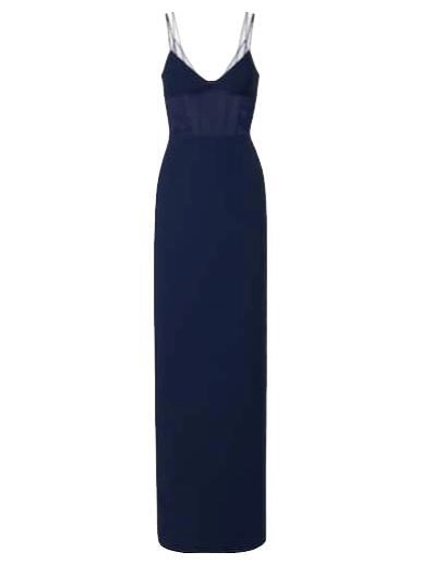David Koma Bustier Maxi Dress With Tulle Paneling - Black