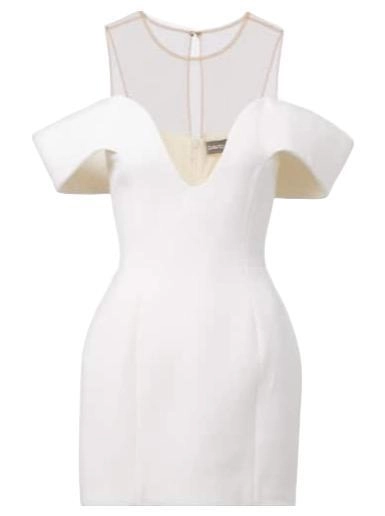 David Koma Off-shoulder Wool Minidress With Corset Detail - White