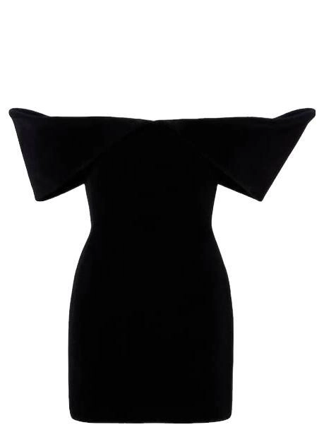David Koma Off-shoulder Velvet Mini Dress - Black