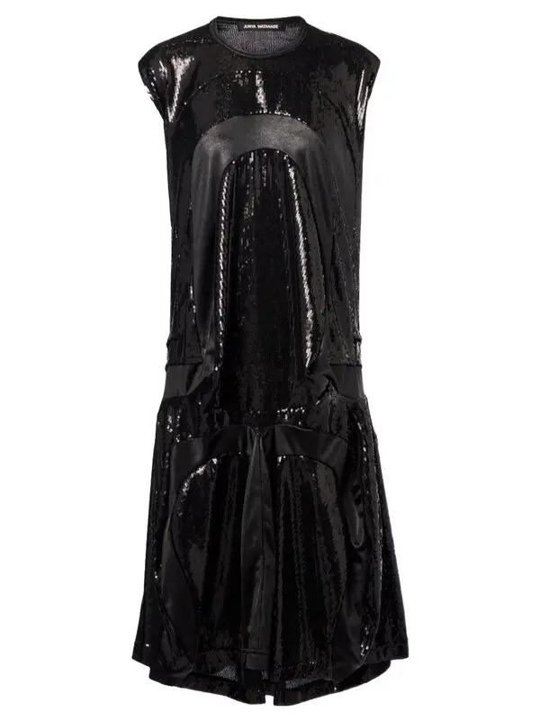 Junya Watanabe Sequin Embellished Midi Dress - Black
