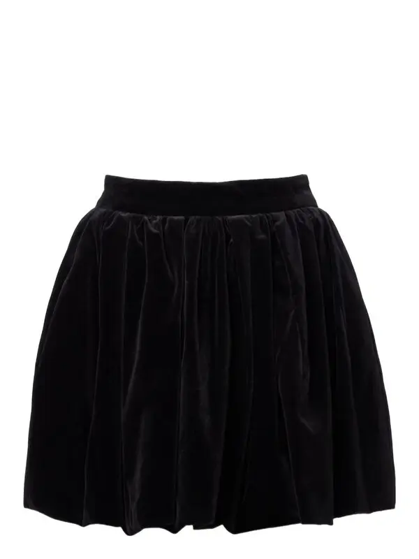 PATOU Velvet Mini Skirt With Ruffle Details - Black