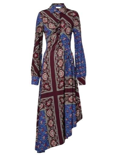 Rabanne Asymmetrical Paisley Printed Midi Shirt Dress - Brown