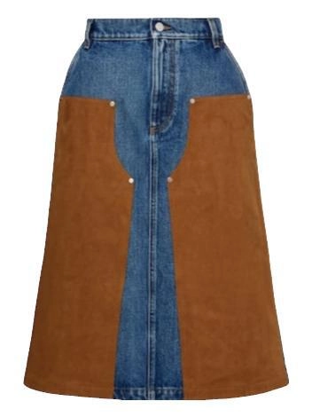 Stella McCartney Faux Suede-trimmed Denim Midi Skirt - Brown