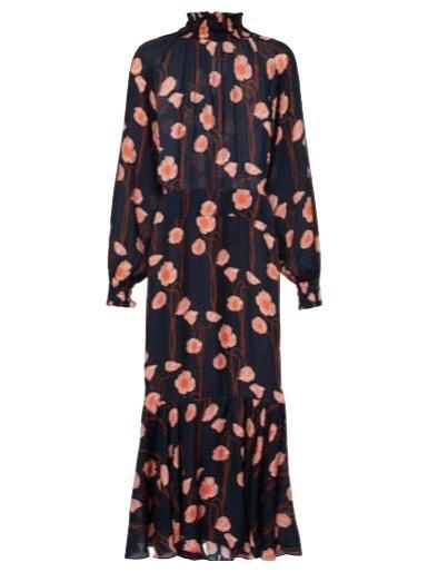 Johanna Ortiz Floral Silk Georgette Midi Dress - Black