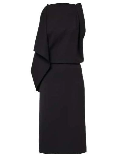 Proenza Schouler Elena Draped Wool-blend Midi Dress - Black