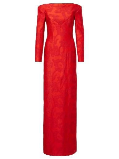 EMILIA WICKSTEAD Zarith Jacquard Off-shoulder Maxi Dress - Red