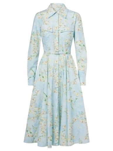 EMILIA WICKSTEAD Floral Cotton Poplin Shirt Dress - White